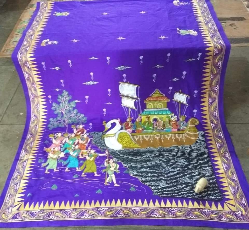 ORIGINAL HAND PAINTED BOITA BANDANA HERITAGE SAREE – DailyDesignist
