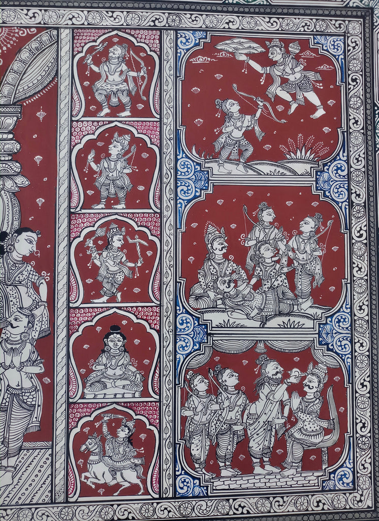 ORIGINAL HANDMADE EXTRA LARGE RAMAYANA PATTACHITRA PAINTING ...